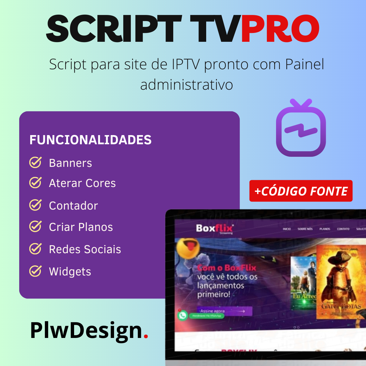 Script para Site Pronto de IPTV – TVPRO 1.0 – Clube Vip PlwDesign